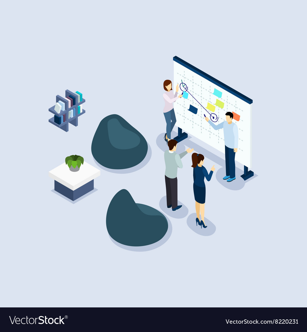 Coworking space environment office isometric Vector Image Coworking space environment office isometric Vector Image