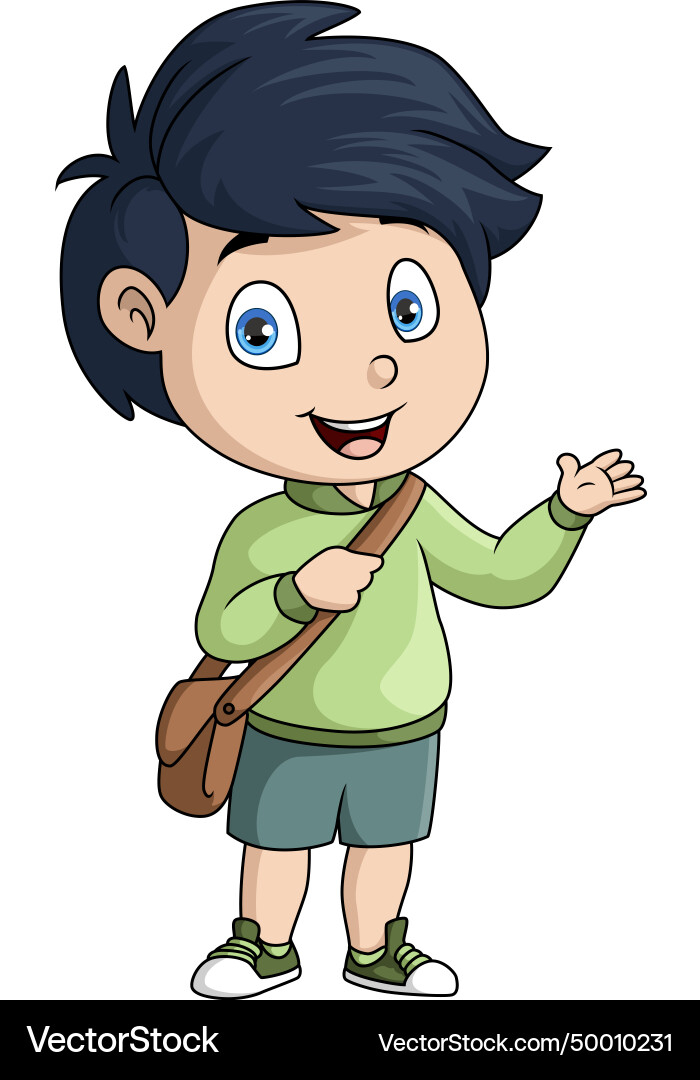 Cute little school boy cartoon Royalty Free Vector Image
