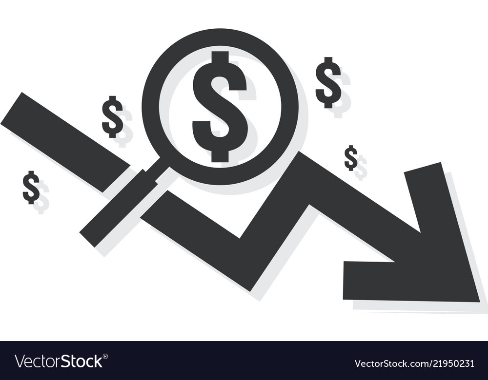 Dollar arrow decrease rate icon money Royalty Free Vector