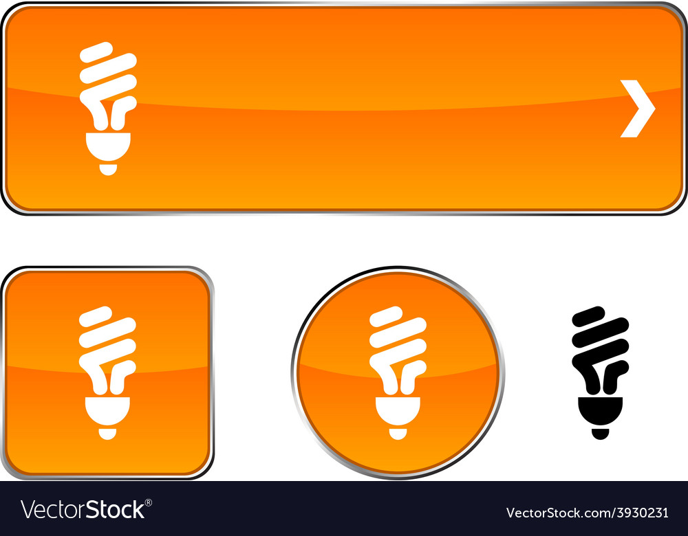 Fluorescent bulb button set Royalty Free Vector Image
