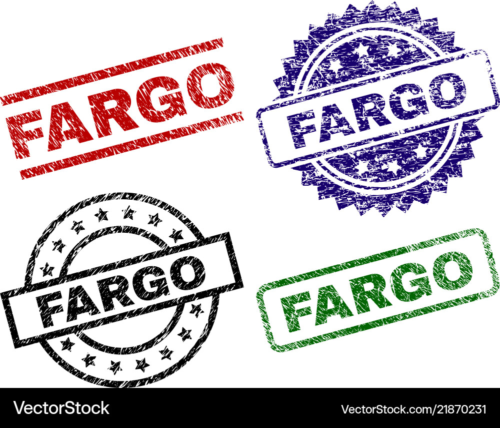Grunge textured fargo stamp seals Royalty Free Vector Image