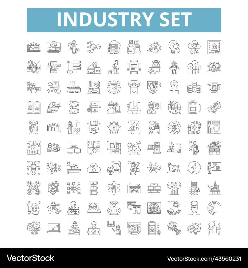 Industry set icons line symbols web signs Vector Image