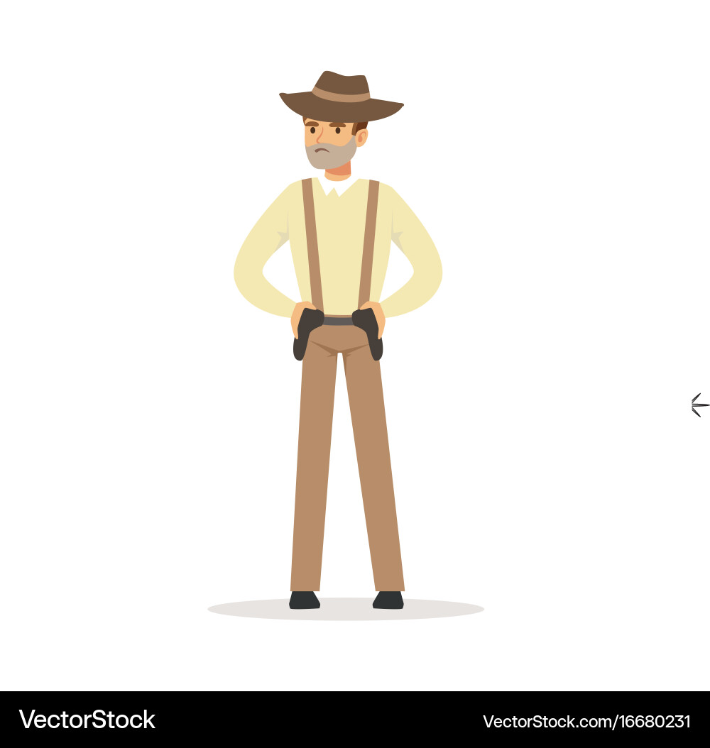 Mafia man character in brown fedora hat holding Vector Image