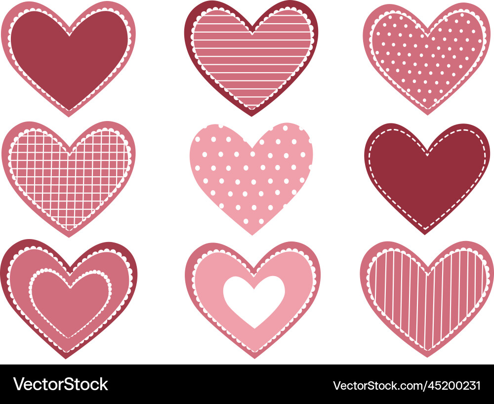 Set of different hearts on valentines day Vector Image