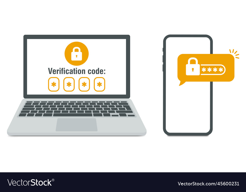 Two steps authentication verification push code Vector Image