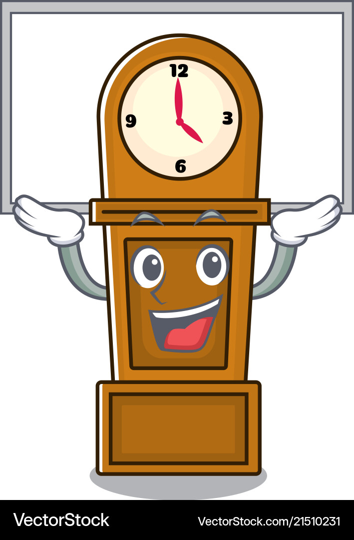 Up board grandfather clock character cartoon Vector Image