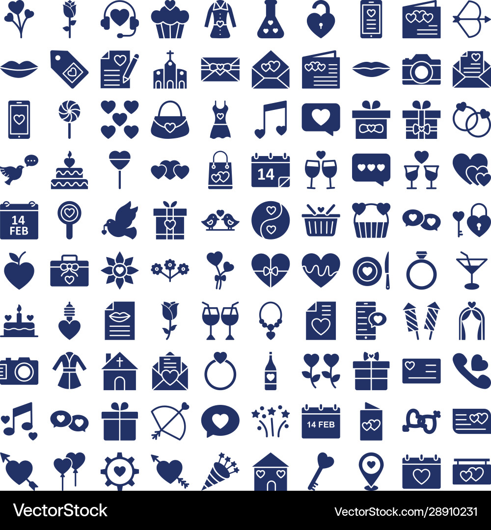 Valentine day isolated icons set every sin Vector Image