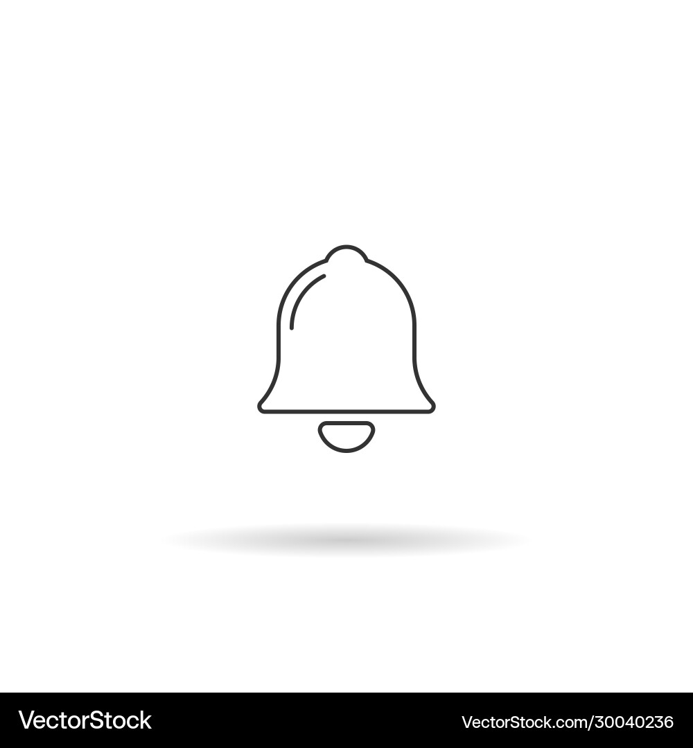 Bell icon outline flat style symbol isolated Vector Image