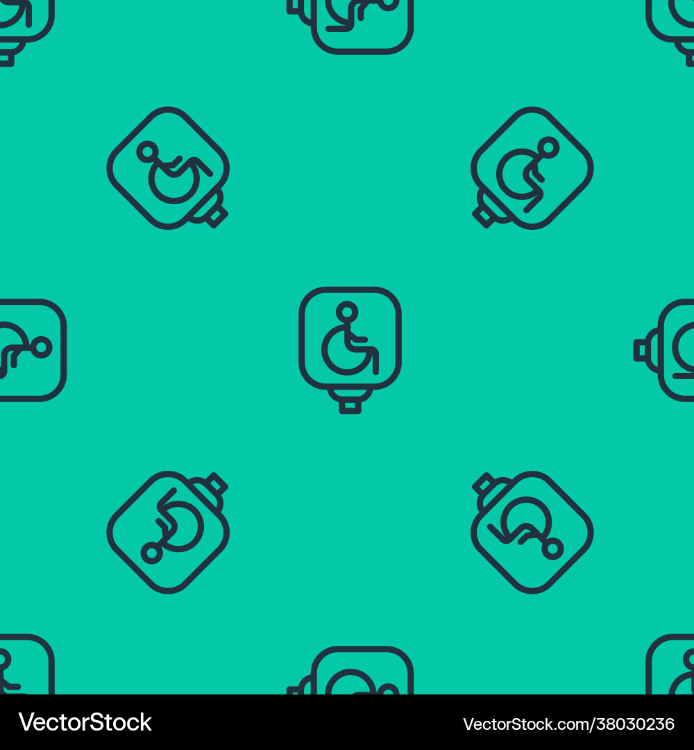 Blue line disabled wheelchair icon isolated Vector Image