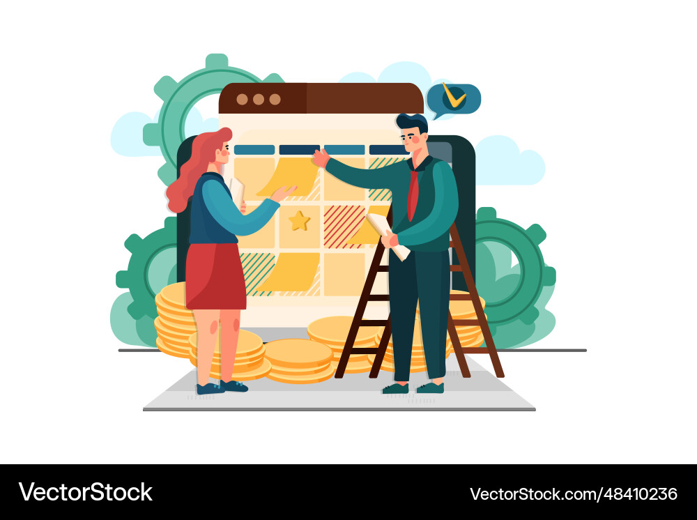 Business people planning and working with scrum Vector Image