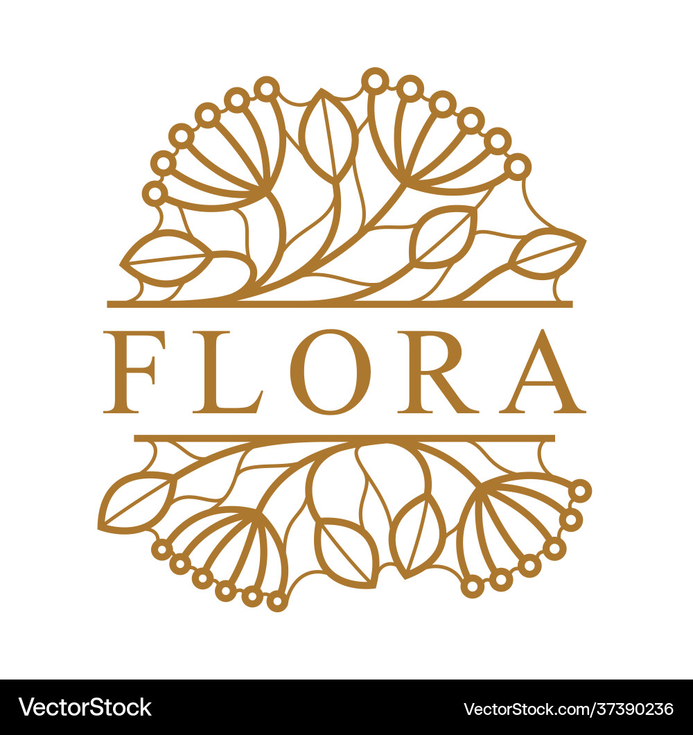Floral emblem isolated on white background leaves Vector Image