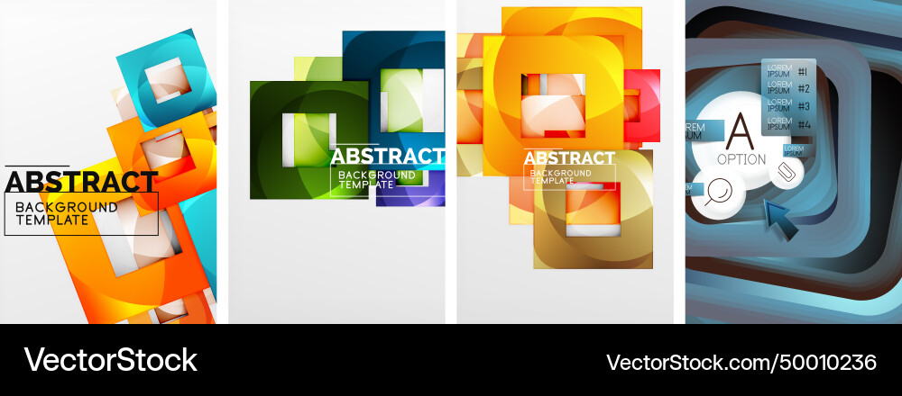 Set of square geometric poster backgrounds Vector Image