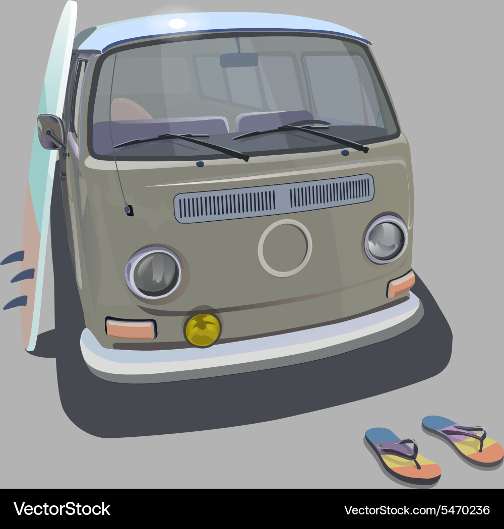 Surfer van beach poster for t-shirt graphics Vector Image