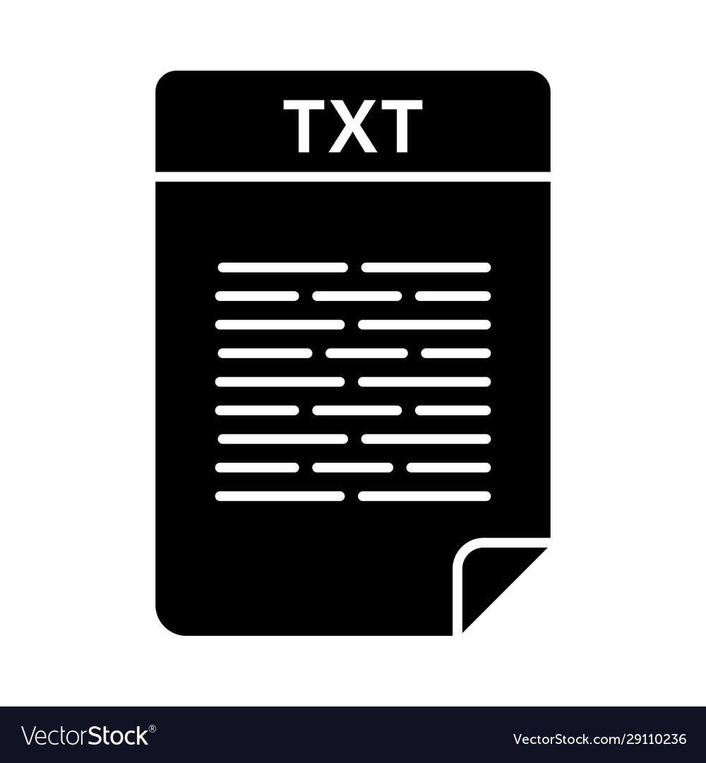 Txt file glyph icon text format unformatted Vector Image
