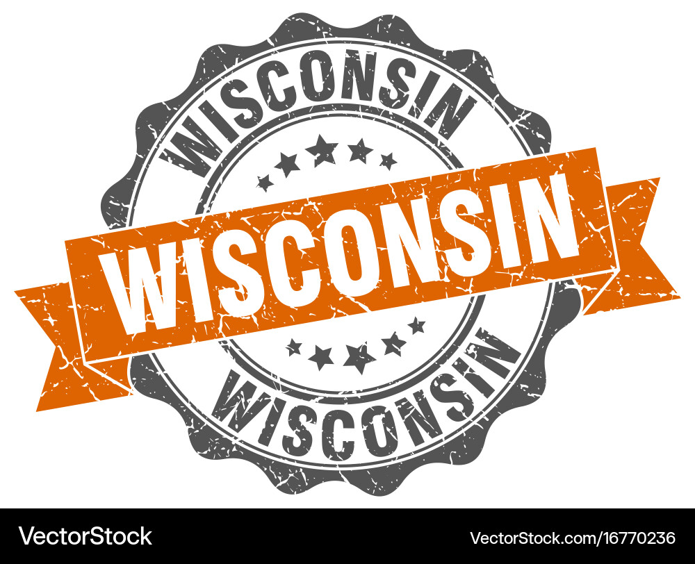 Wisconsin round ribbon seal Royalty Free Vector Image