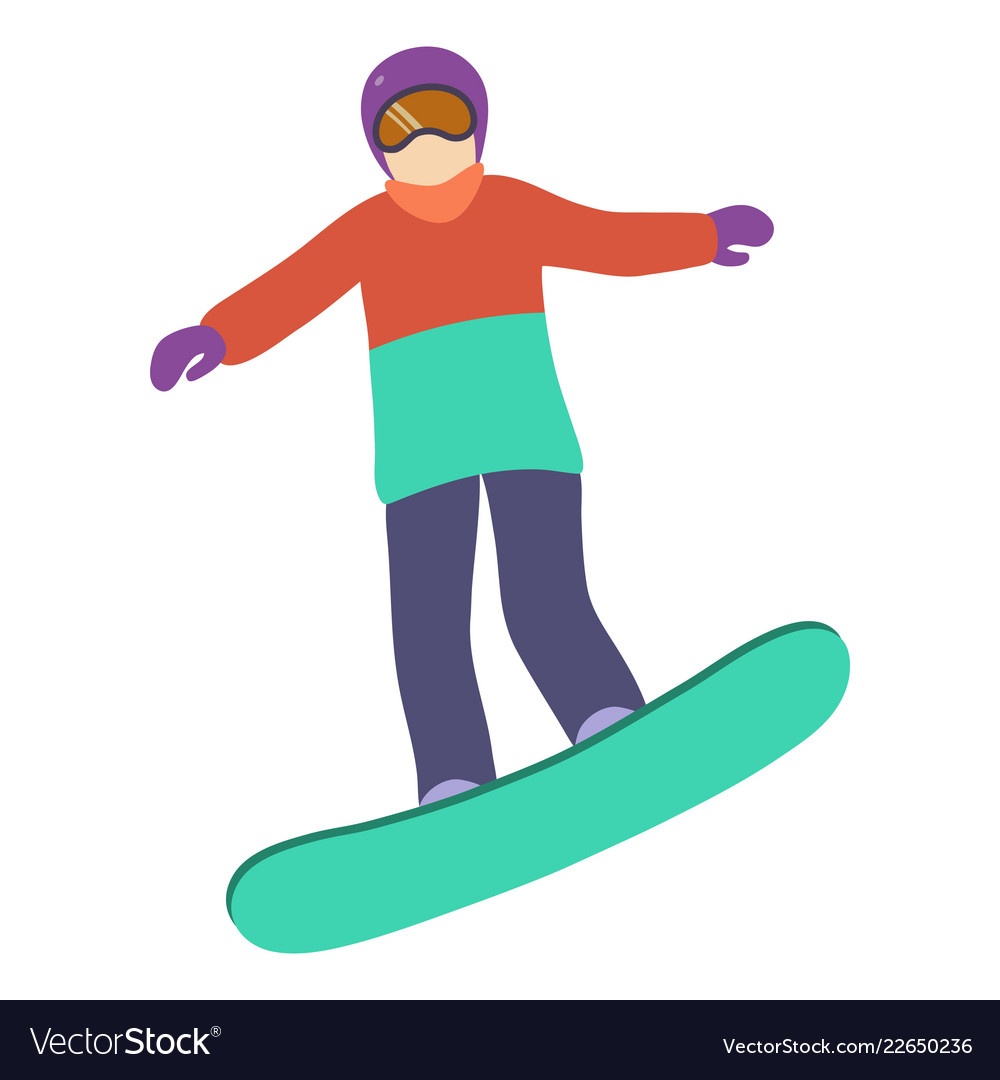 Young girl is riding a snowboard in stylish bright