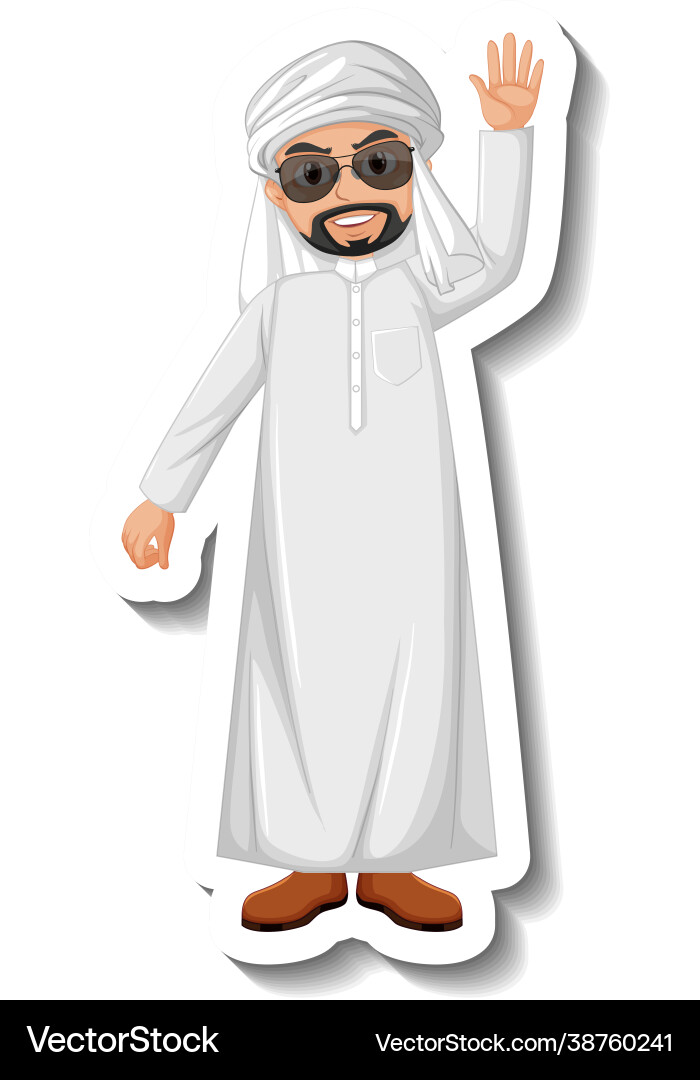 Arab man cartoon character on white background Vector Image