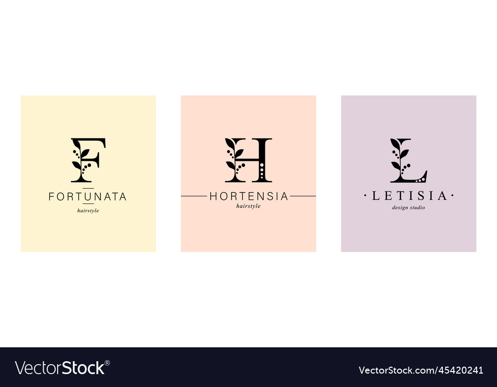 Bundle Of Botanical Minimalistic Logos Monogram Vector Image