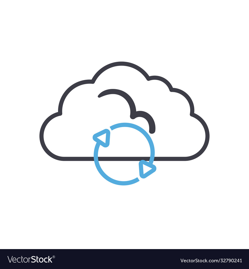 Cloud computing with repeat arrows line style icon