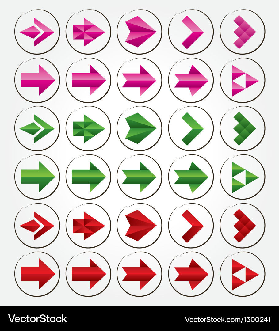 Colorful volumetric arrows collection Royalty Free Vector