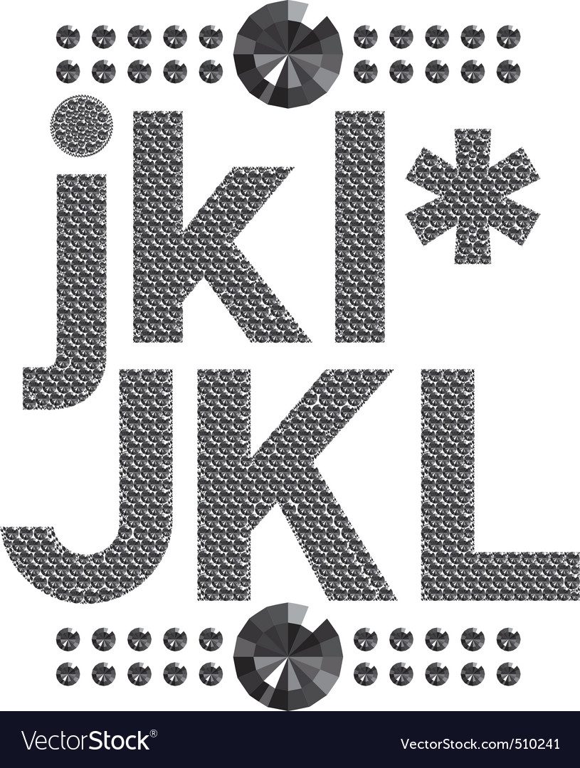 Diamond letters and numbers big small Royalty Free Vector