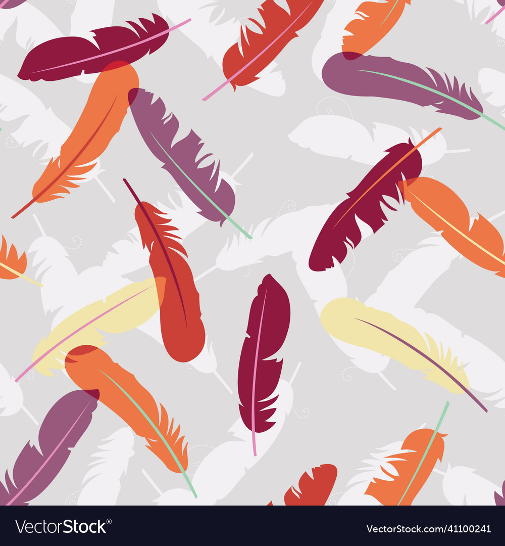 Falling feathers seamless pattern Royalty Free Vector Image