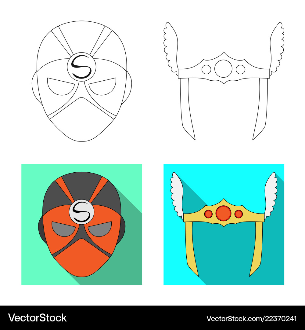 Hero and mask sign set Royalty Free Vector Image