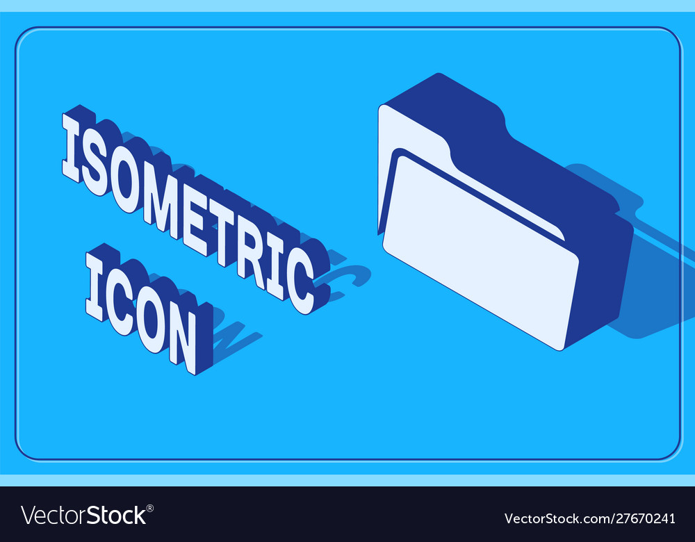 Isometric folder icon isolated on blue background Vector Image