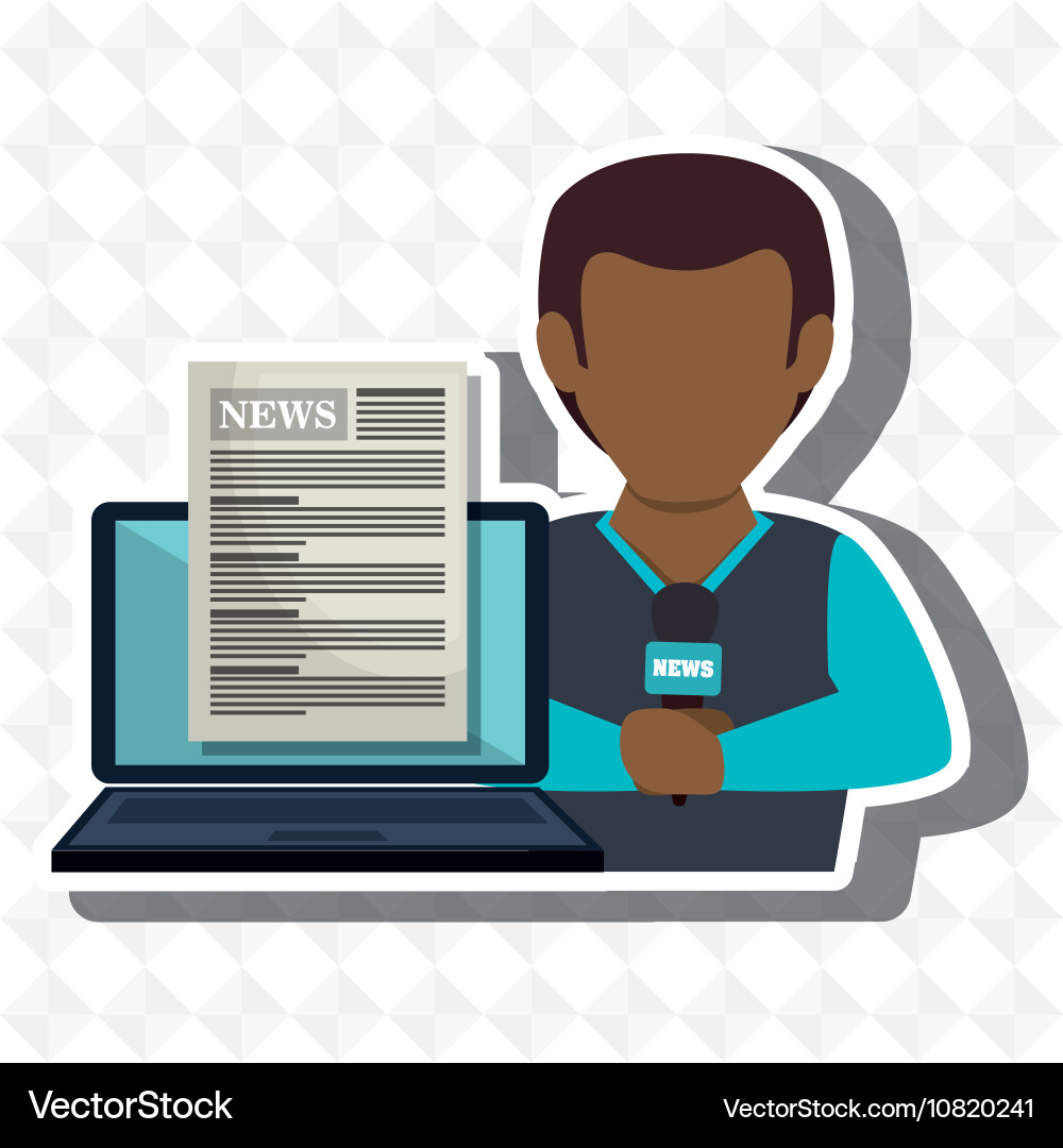Man news laptop report Royalty Free Vector Image