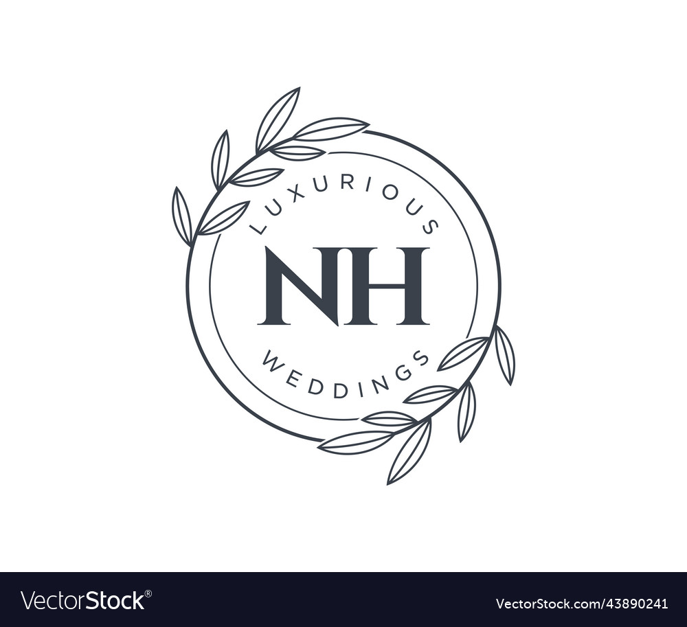 Nh initials letter wedding monogram logos Vector Image