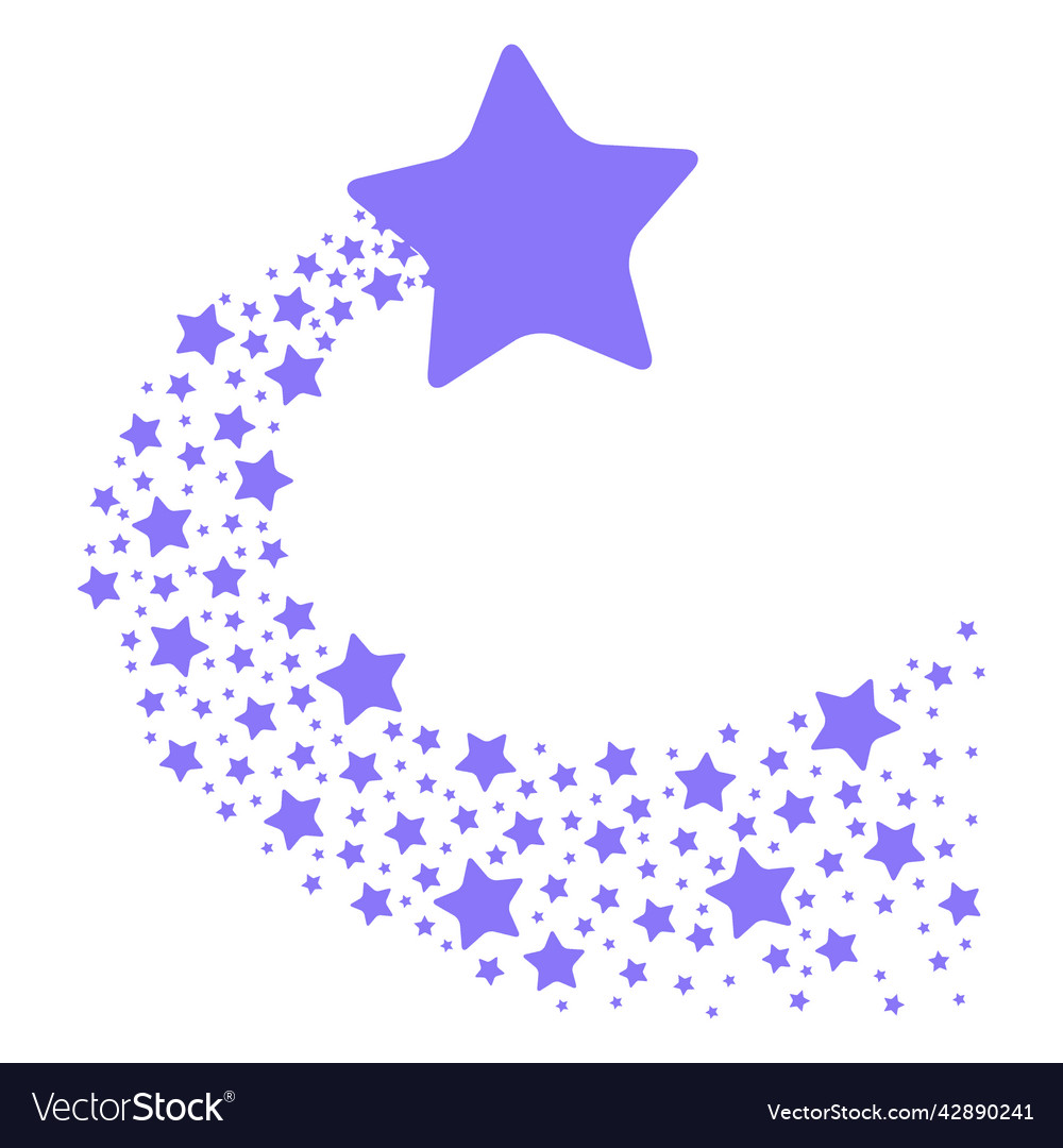 Purple shooting star flat high quality Royalty Free Vector