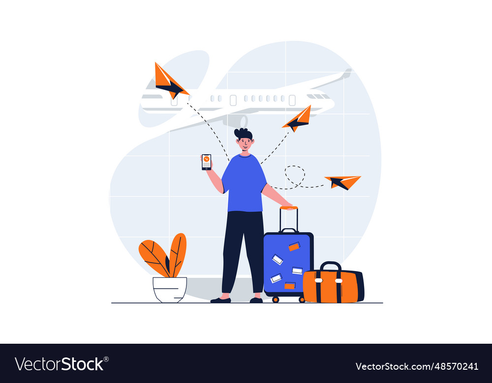Travelling web concept with character scene man Vector Image