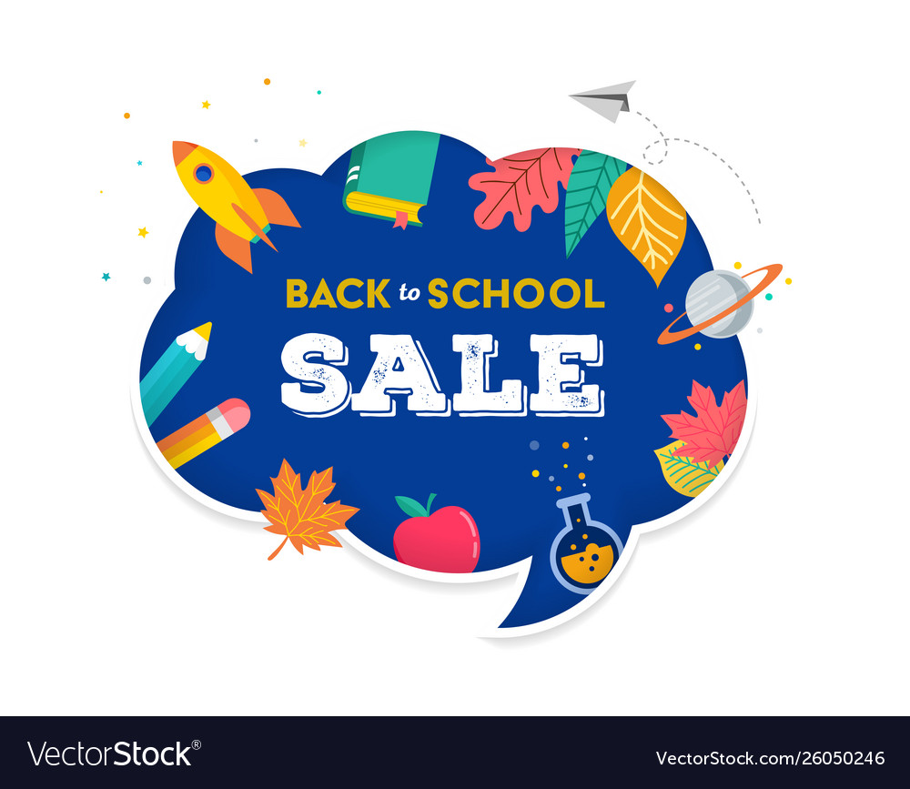 Back to school speech bubble with many education Vector Image