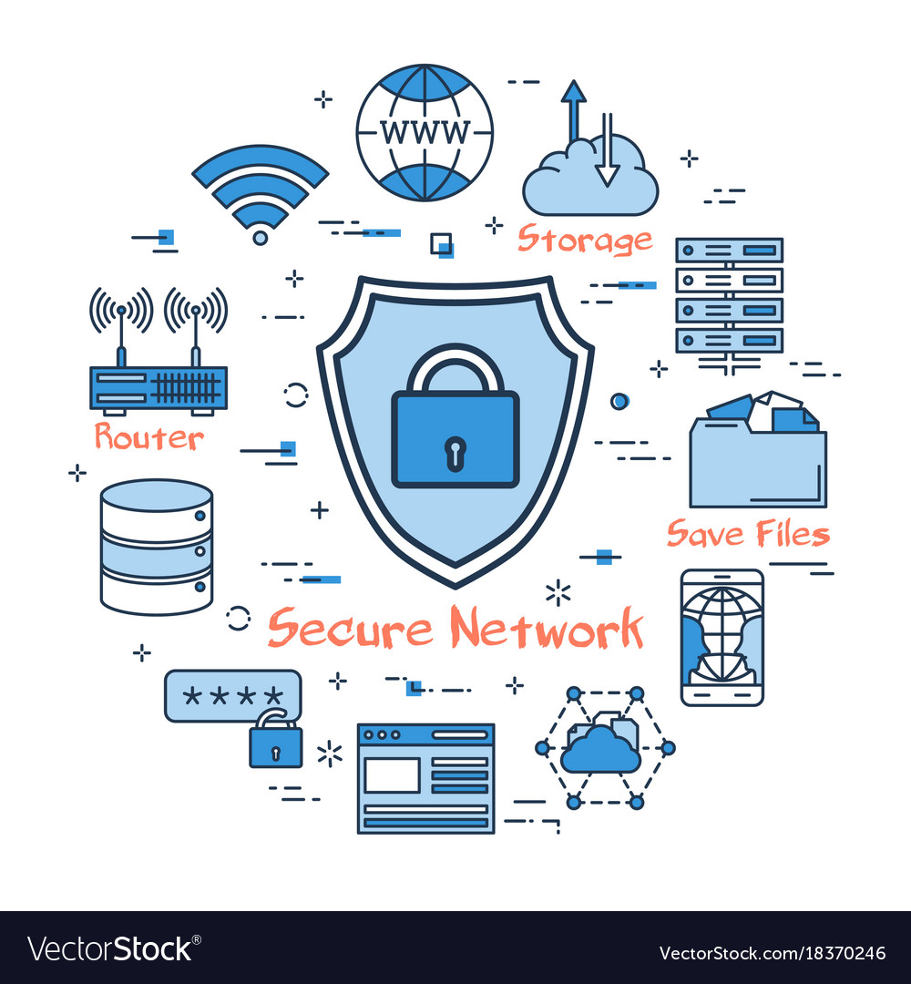 Blue round secure network concept Royalty Free Vector Image