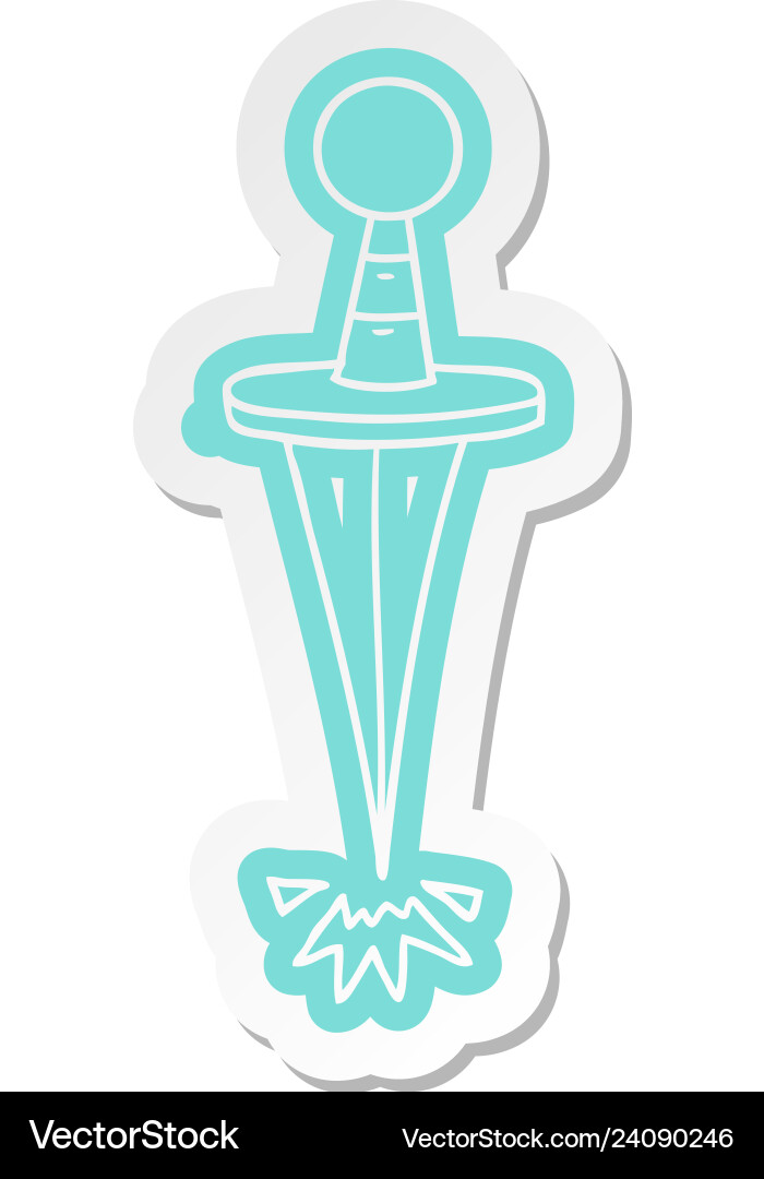 Cartoon sticker of a small dagger Royalty Free Vector Image