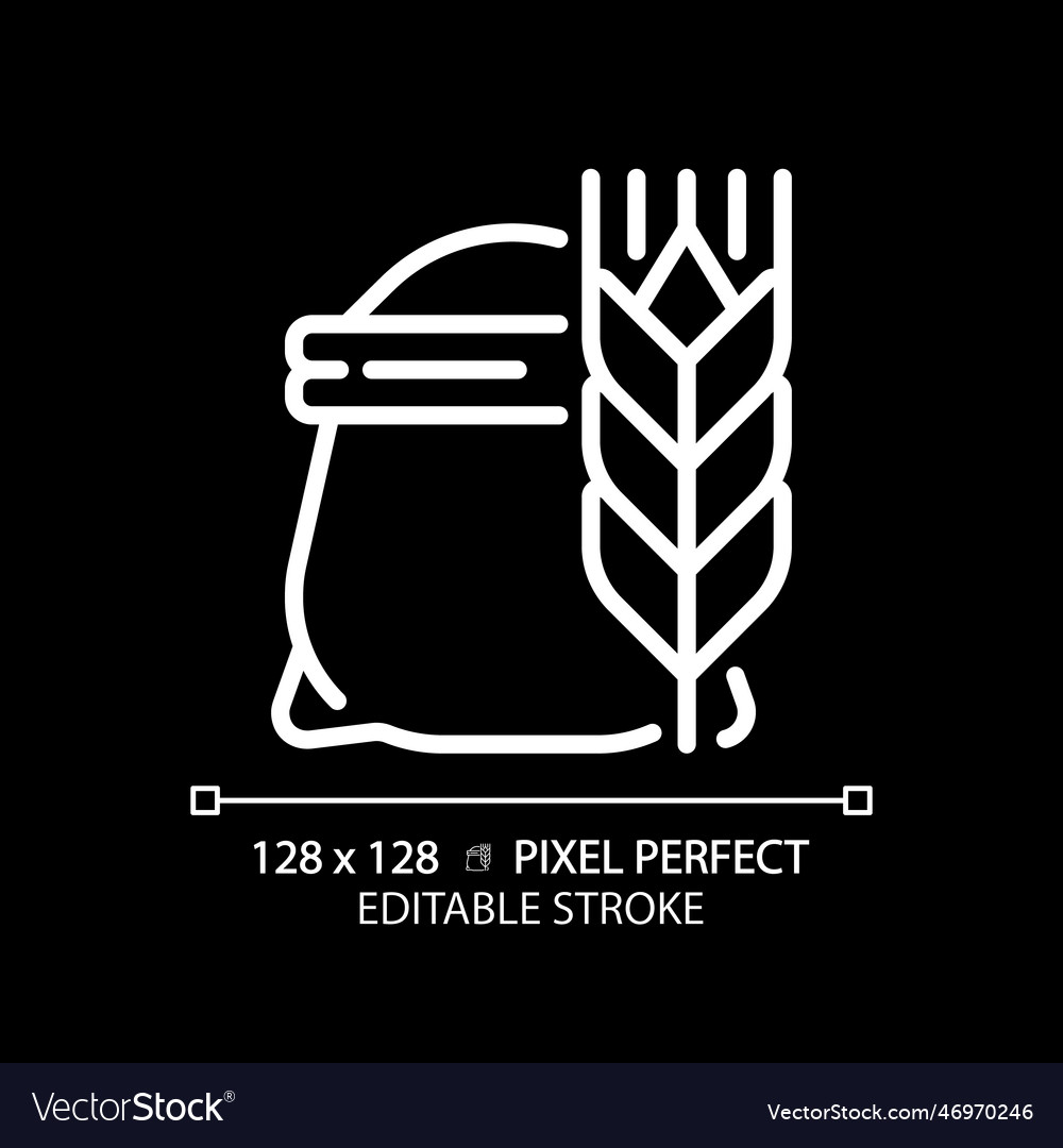 Flour pixel perfect white linear icon for dark Vector Image Flour pixel perfect white linear icon for dark Vector Image