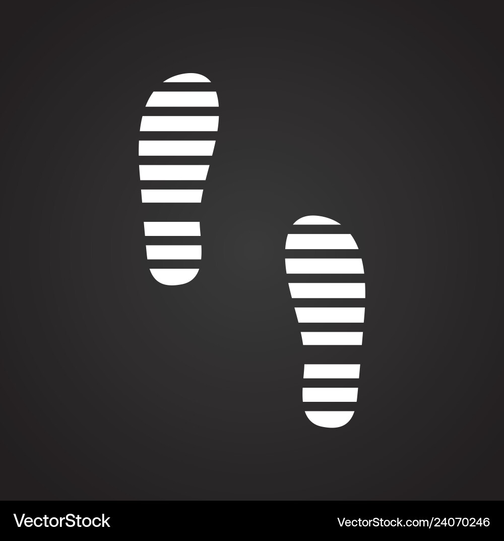 Footprint icon on black background for graphic Vector Image