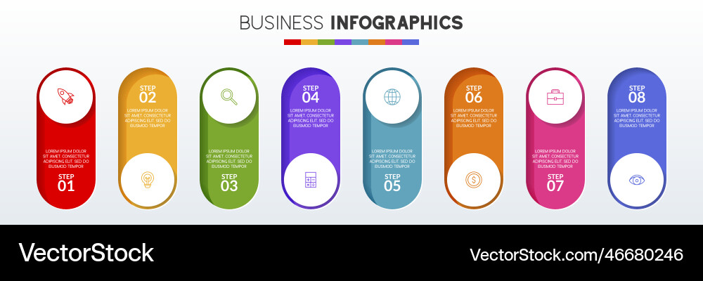 Infographics design template and icons with 8 Vector Image