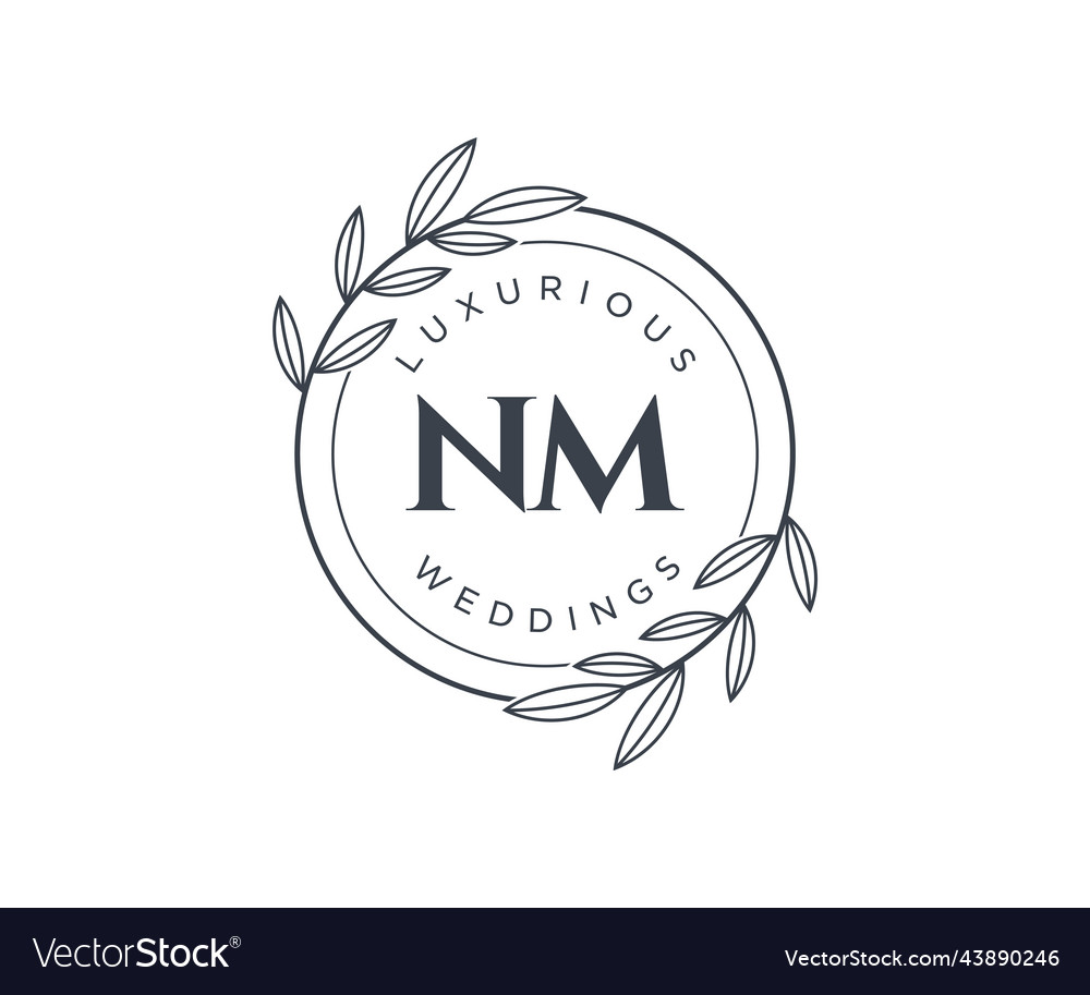 Nm initials letter wedding monogram logos Vector Image