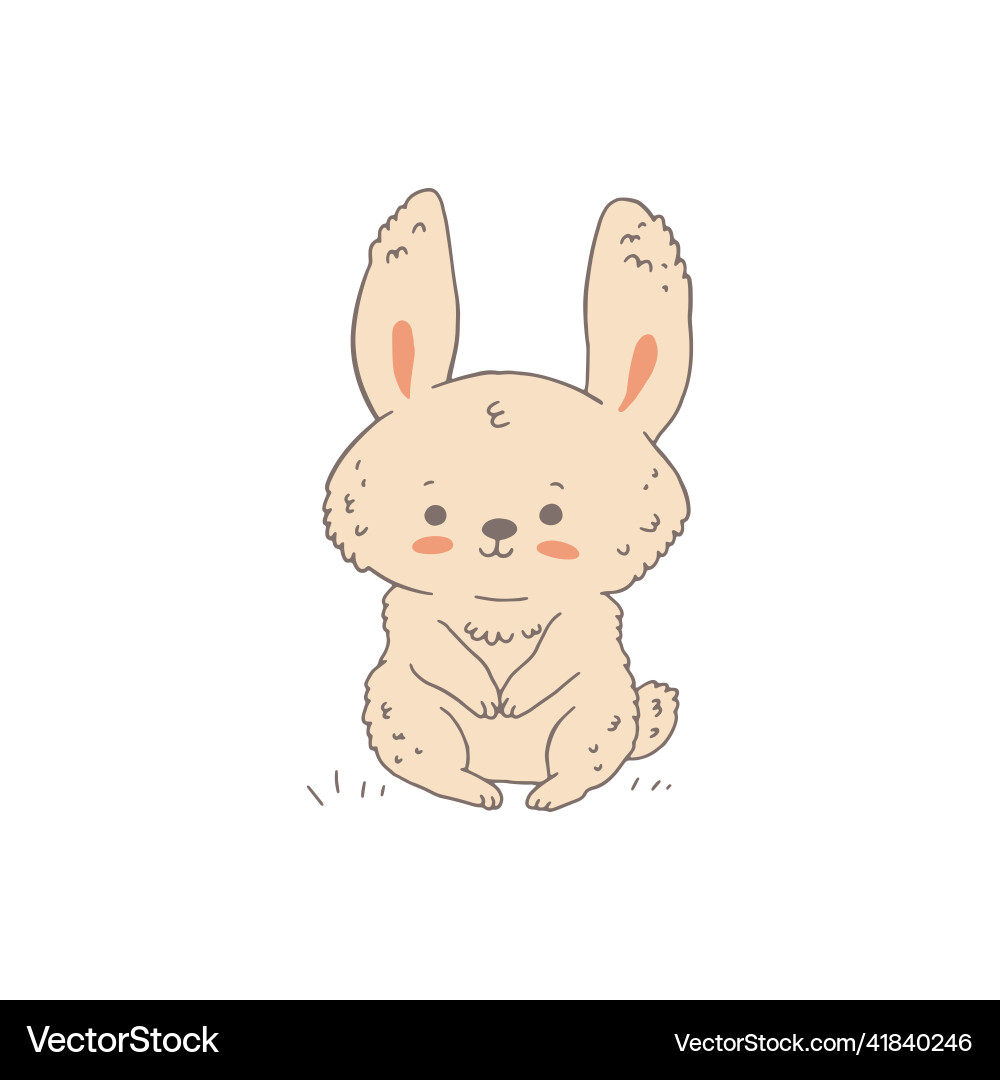 Rabbit or bunny animal character hand drawn doodle