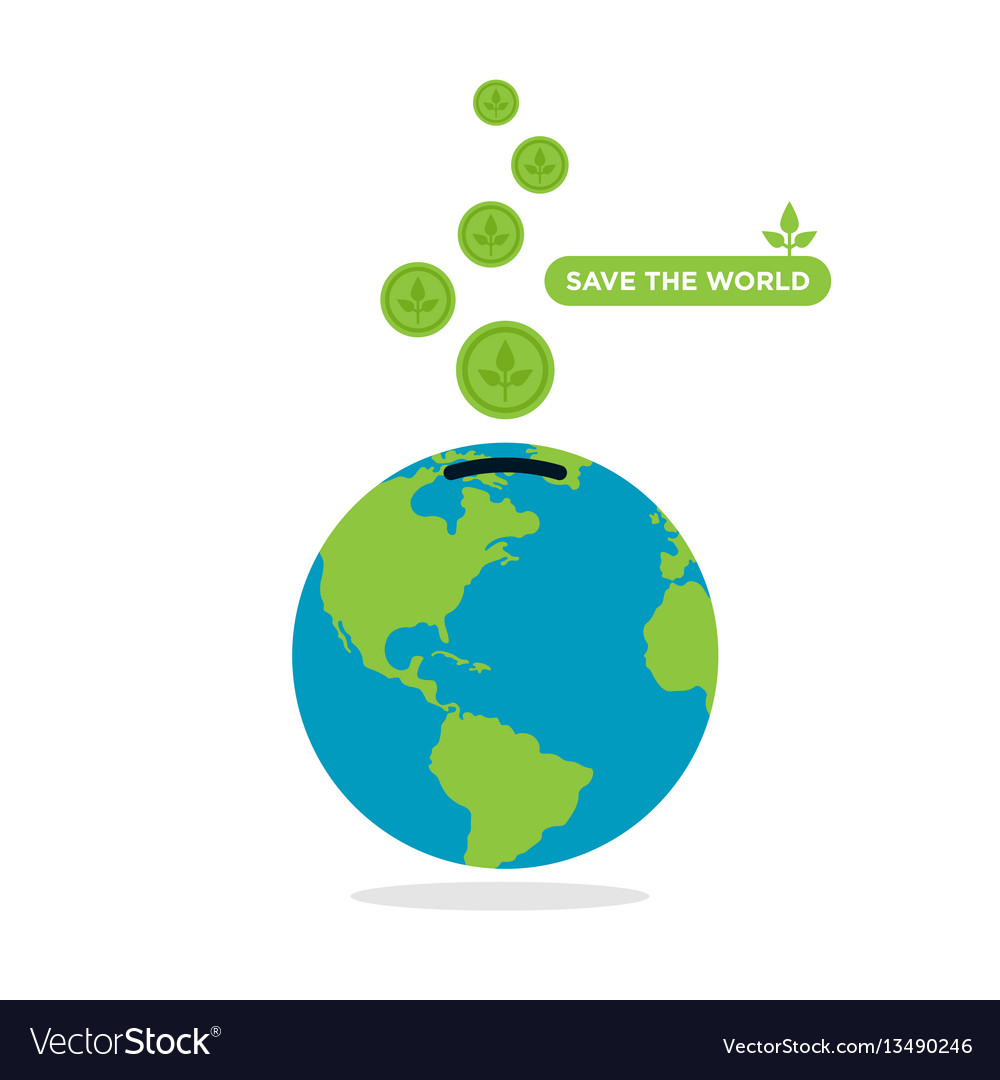 Save world concept flat design Royalty Free Vector Image