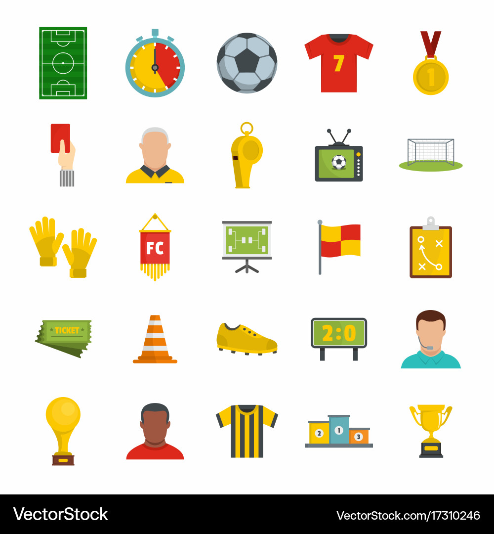 Soccer flat set for design Royalty Free Vector Image