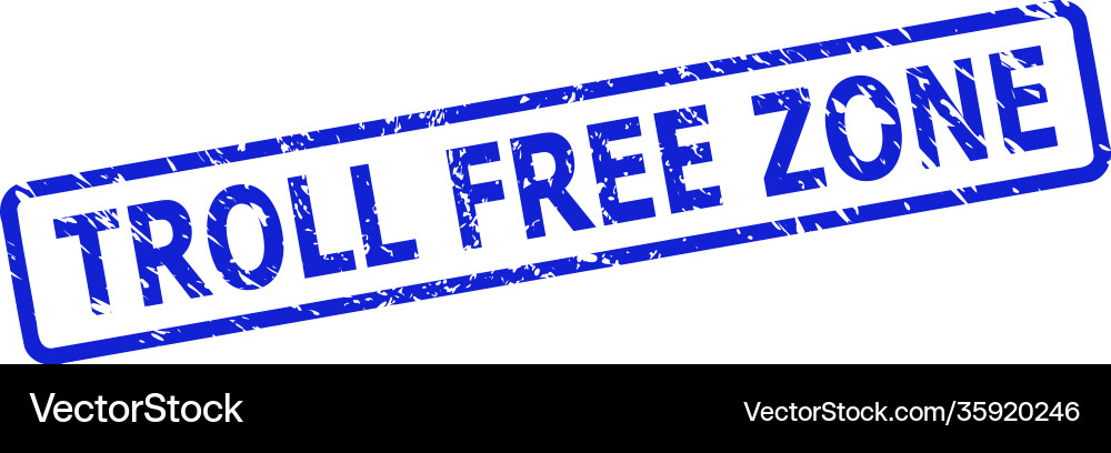 Troll free zone seal with distress style Vector Image