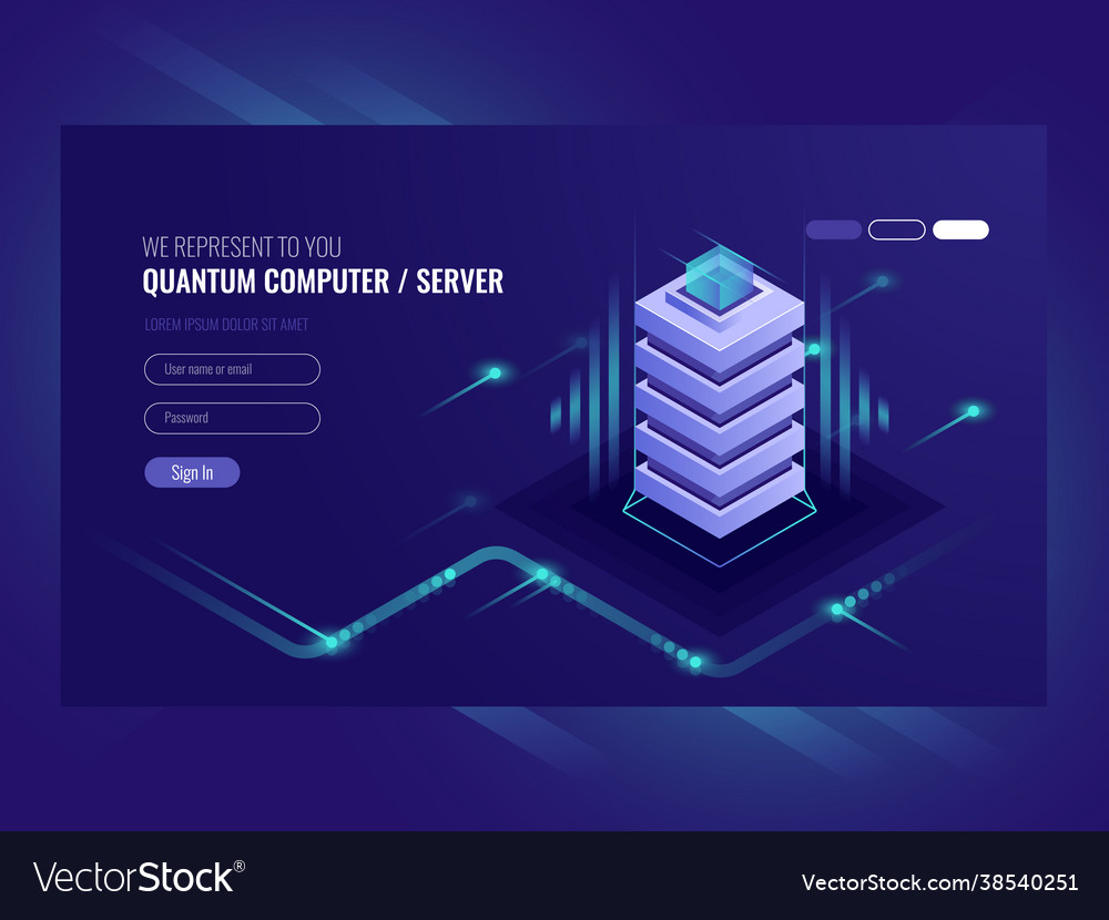 Blockchain server concept quantum computer Vector Image