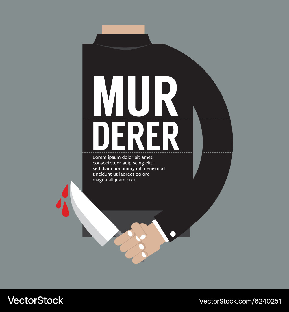 Bloody knife in murderers hand Royalty Free Vector Image