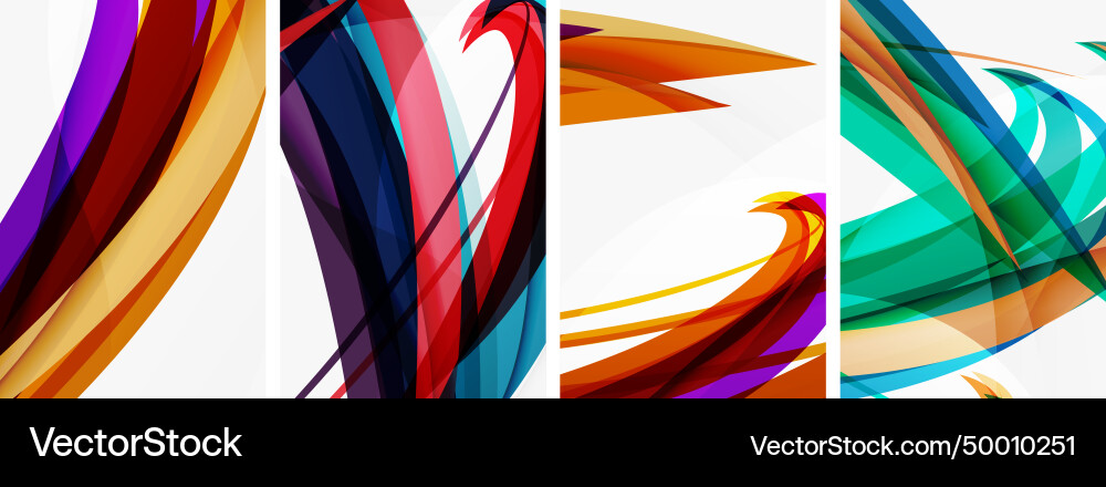 Colorful wave lines poster set for wallpaper Vector Image