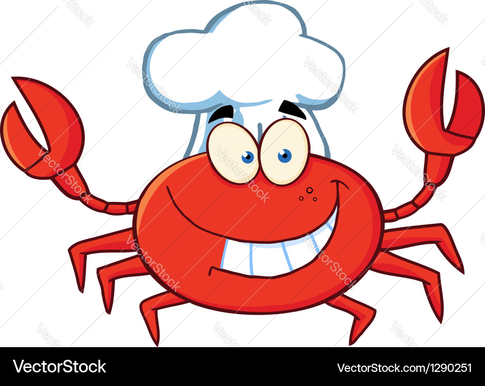 Crab chef cartoon mascot character Royalty Free Vector Image