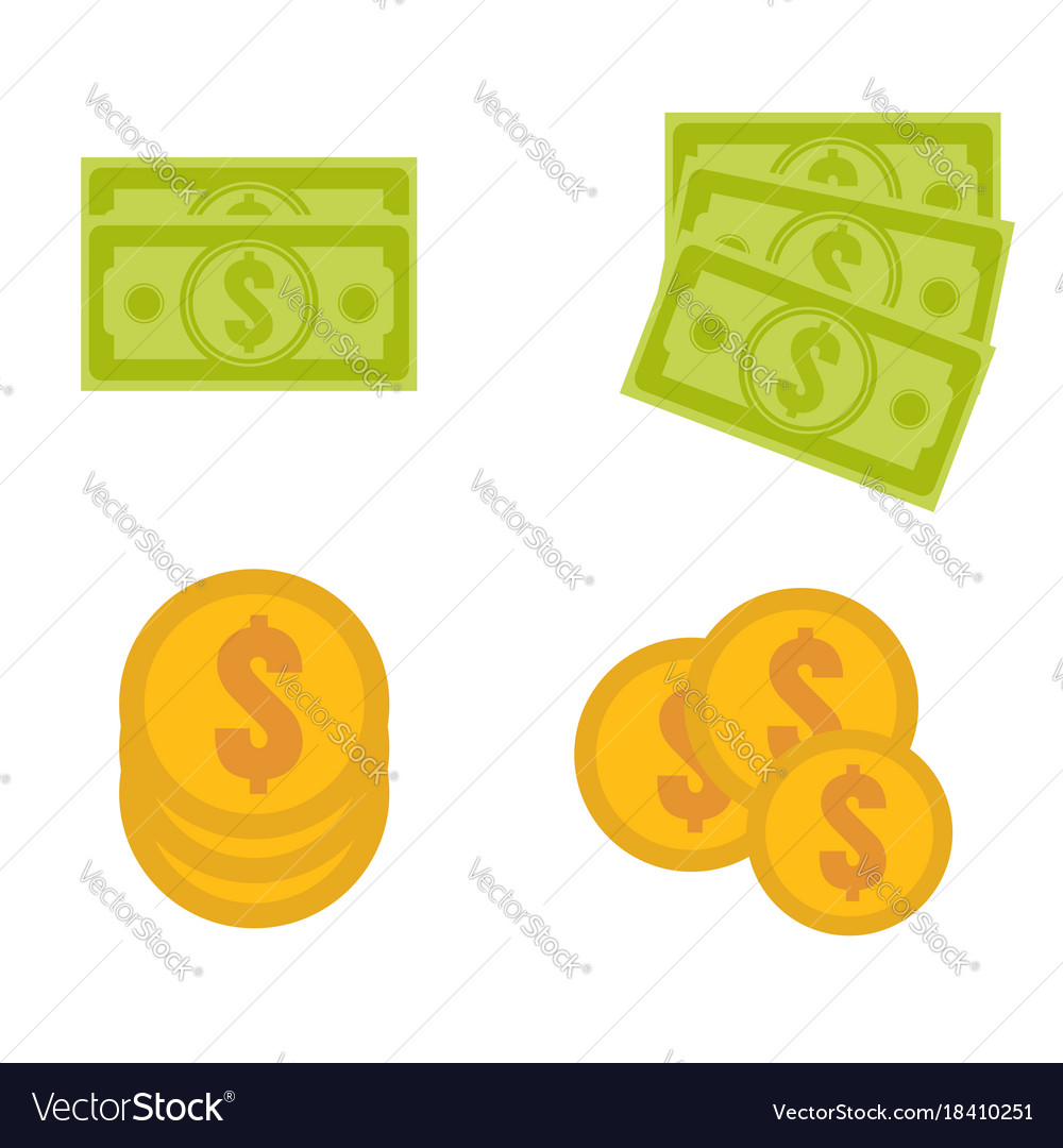 Dollar stack us set Royalty Free Vector Image - VectorStock