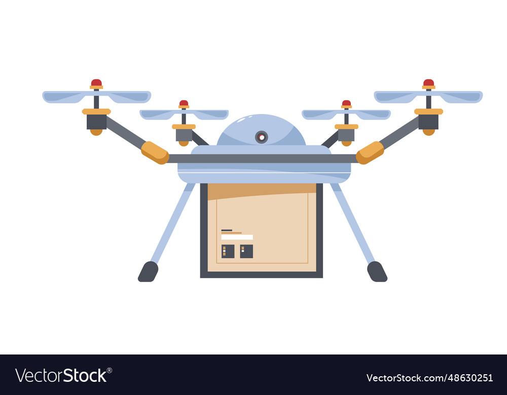 Drone with package automated delivery system Vector Image Drone with package automated delivery system Vector Image