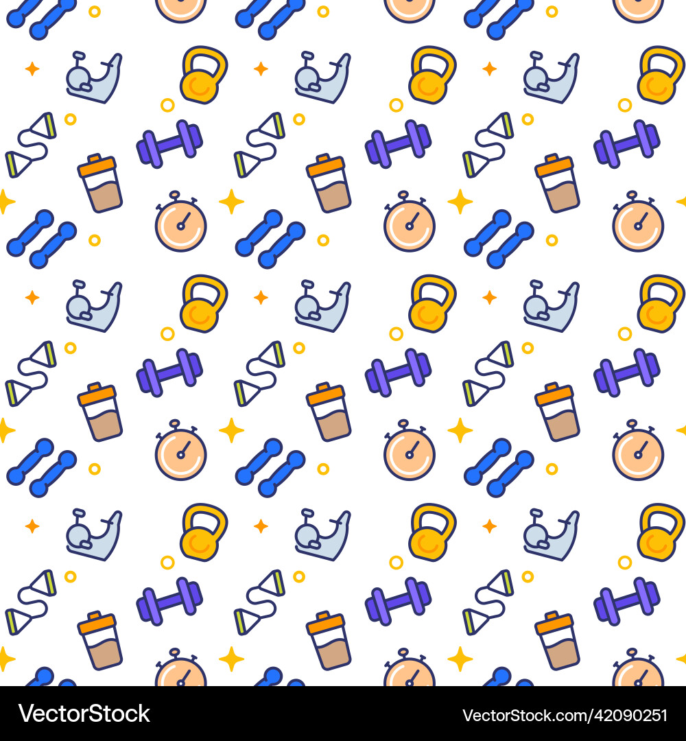 Fitness pattern background with icons Royalty Free Vector